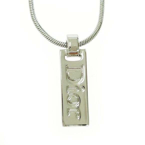 Dior | Jewelry | Christian Dior Metal Dior Logo Plate Necklace Silver ...